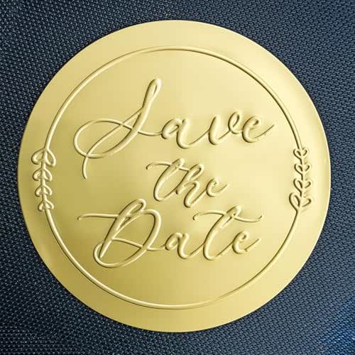 Amazon.com: 100 x Save The Date Stickers, Embossed Labels, Gold Foil ...