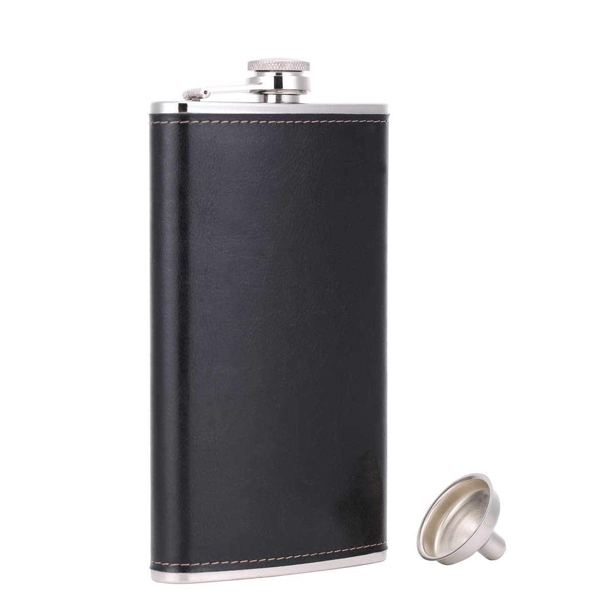 Amazon.com | TOX TANEAXON 12 oz Black Pocket Whiskey Liquor Leather ...
