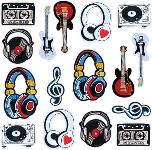 Amazon.com: Music Patches, Headphones DJ Embroidered Iron on Patch for ...