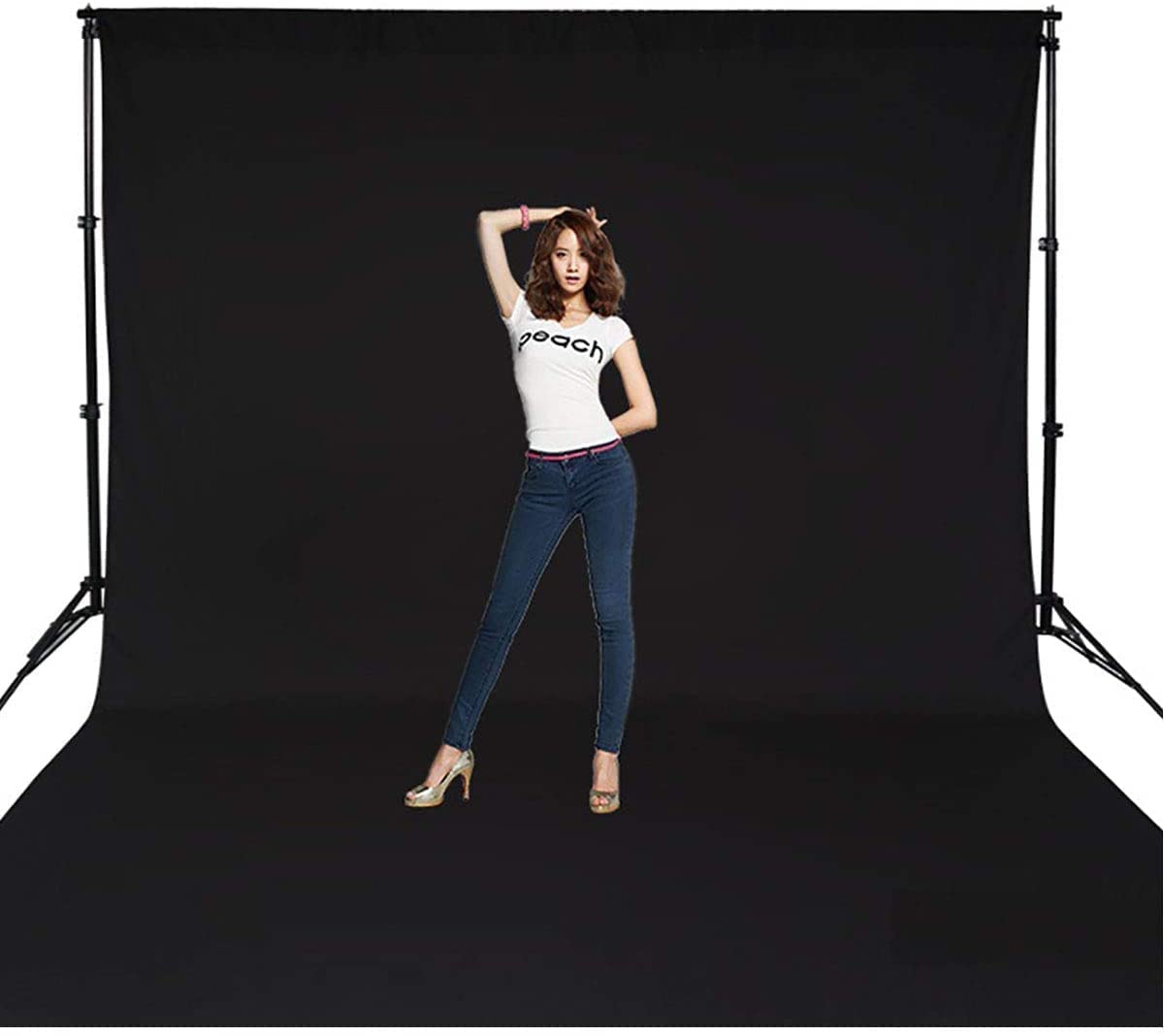 Buy Boltove® Black Screen Backdrop with Stand, 8FT X 12FT Wide Black ...