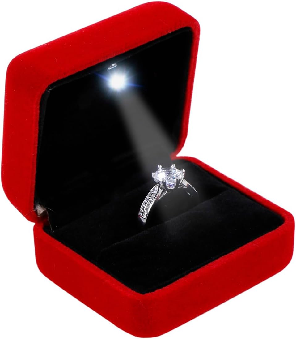 Amazon.com: Noble Ring Box with Light - Slim LED Light Up Jewelry Gift ...
