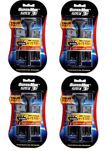 Supermax SMX Swift 3 manual shaving razor with 10 blades (Pack of 4 ...
