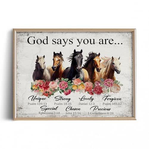 Amazon.com: Country Western Religious Horse Wall Art - Inspirational ...
