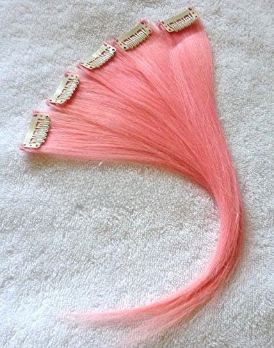 Amazon.com : Hair Collection-12" PINK 100% Human Hair Clip in on ...