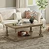Amazon.com: Merax Wood Farmhouse Coffee Table with Floor Shelf, Yellow ...