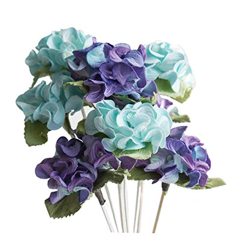 Amazon.com: 8 Light Blue and Violet Hydrangea Mulberry Paper Flower ...