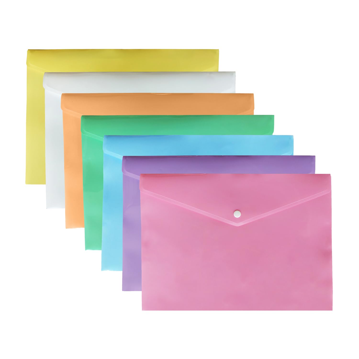 10 Assorted Pastel Colour A5 Document Stud Wallets Plastic Carry Popper ...