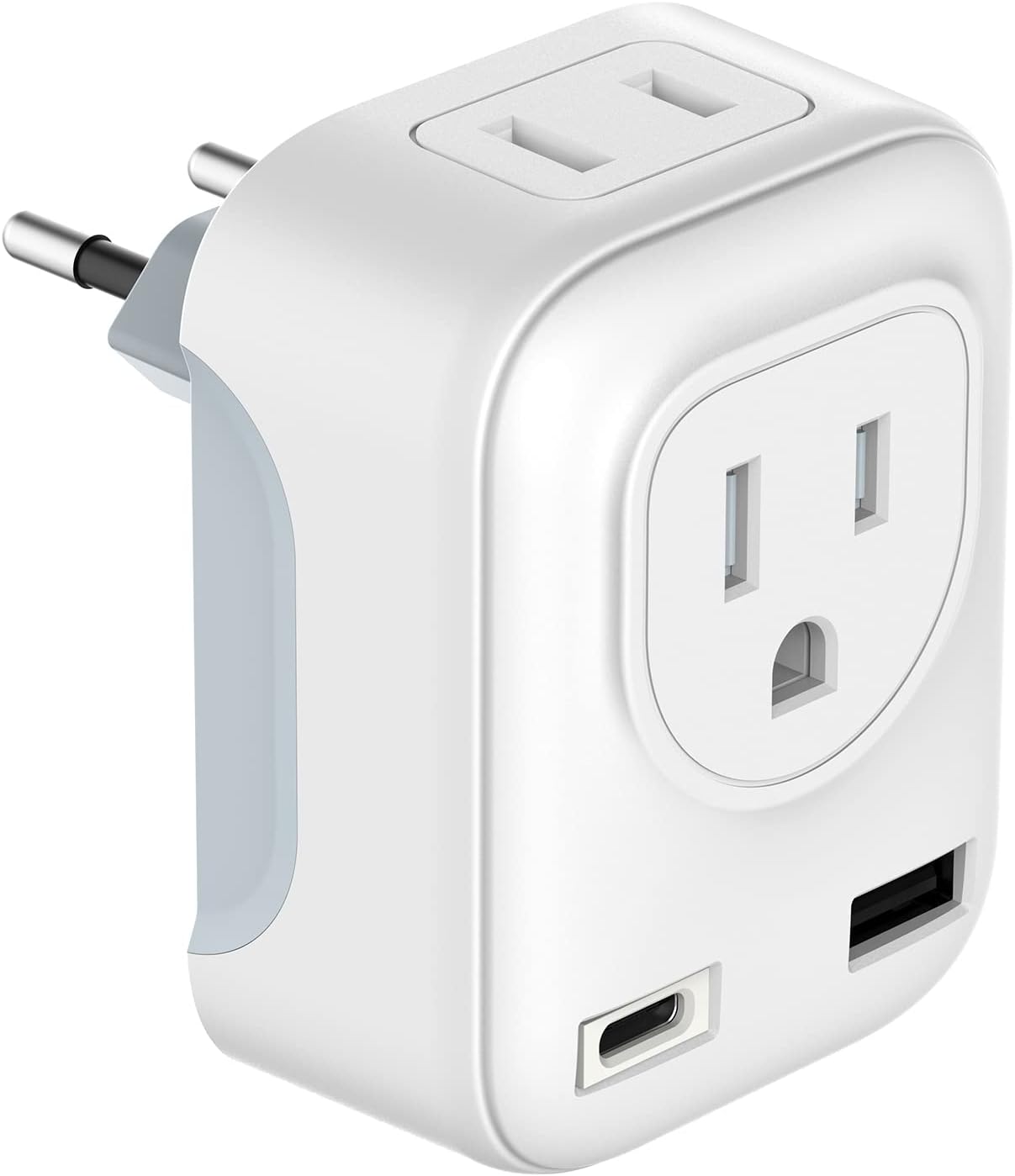 European Travel Plug Adapter with 1 USB,Type C,2 American Outlets ...