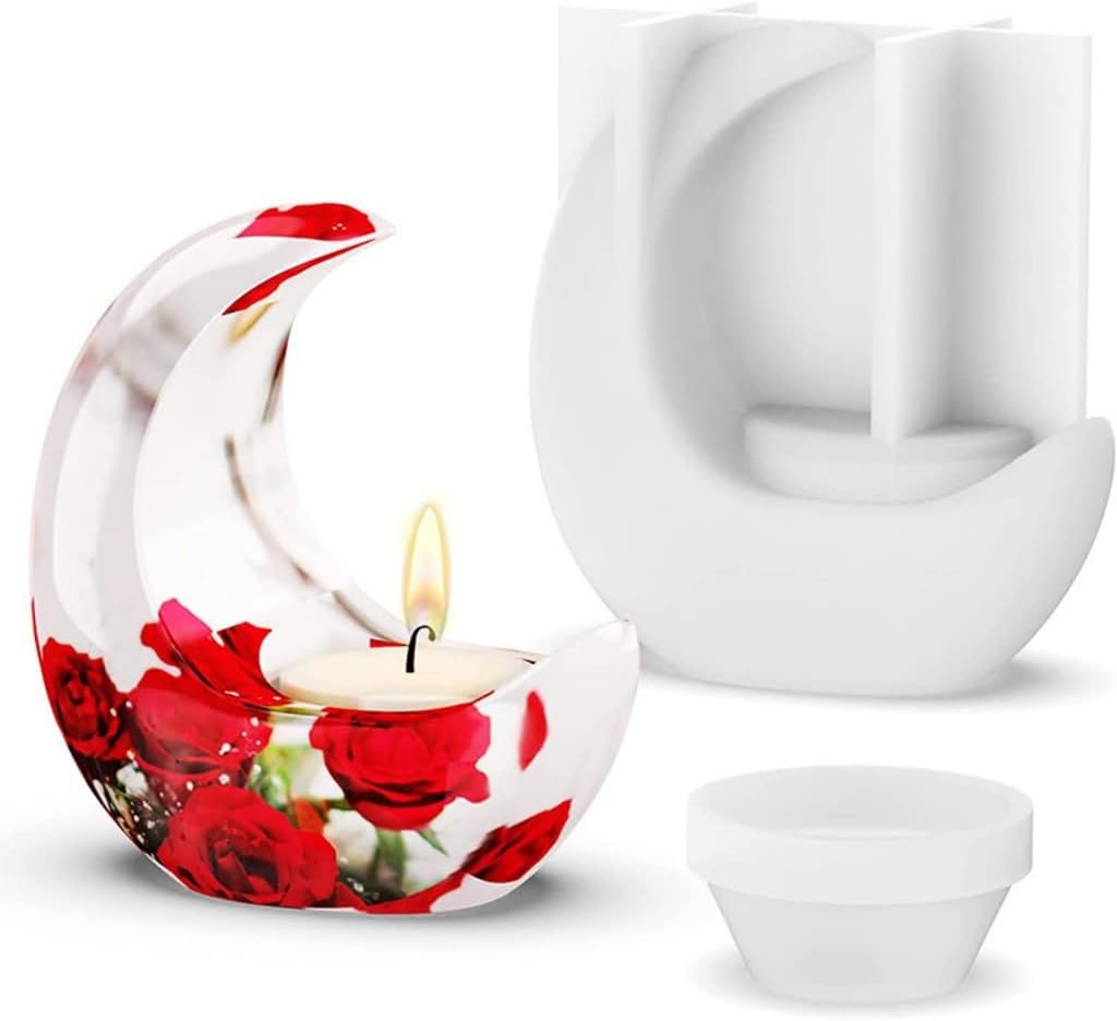 Amazon.com: Moon Candle Holder Resin Molds,Tea Light Candle Holder Mold ...