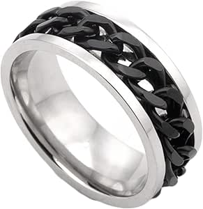 Stress Relief Rings for Anxiety, Stainless Steel Polished Spinner Ring ...