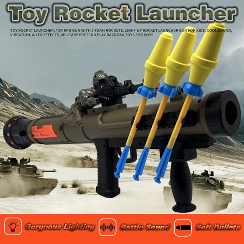 Toy Guns For Kids Toy Rocket Launcher, Rocket Gun W/ 3 Foam Rockets ...
