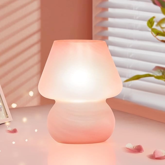 ONEWISH Mushroom Lamp Cute Table Lamp for Bedroom Nightstand Soft Light ...