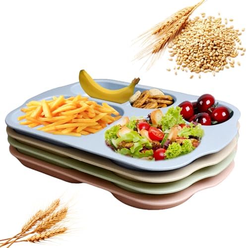 Teller Set 4er: Kinderteller mit Unterteilung 5 Fächern Geteilte ...