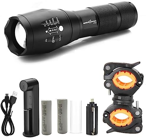 amiciVision Metal LED Torch Flashlight 2000 Lumens,XML T6 Water ...