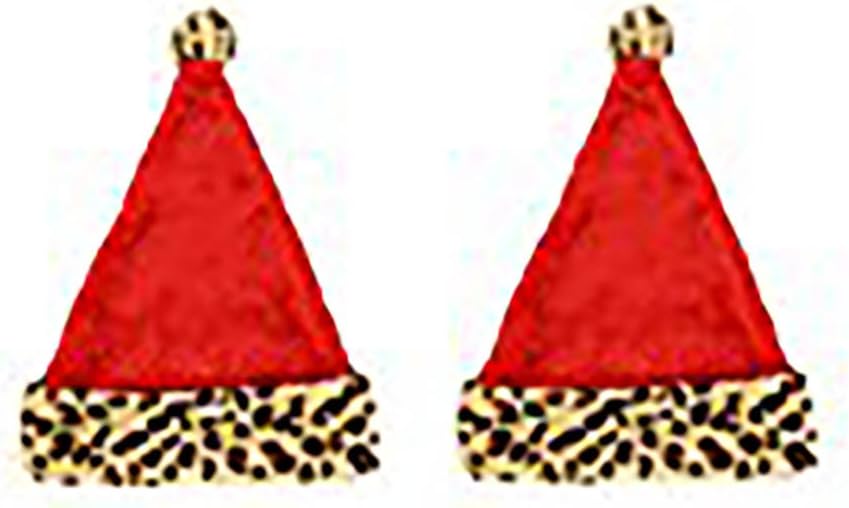 Amazon.com: Leopard Santa Hat Pair of Two; Faux Fur Leopard Trim on Red ...