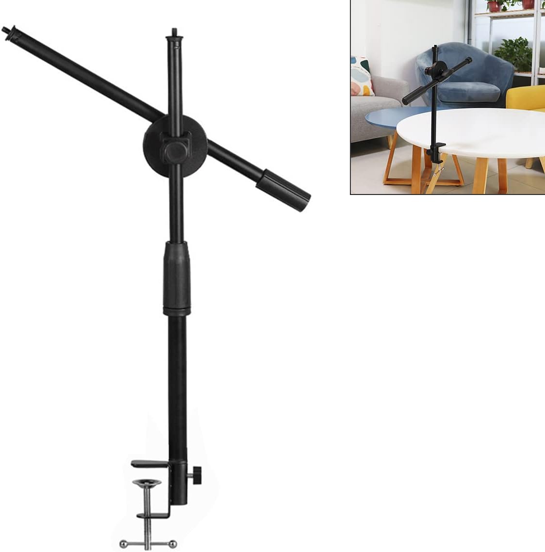 Adjustable Microphone Stand Foldable Mic Holder Tripod Two Clip Boom ...