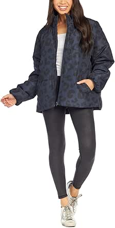 Mud Pie womens Mud Pie Wade Puffer Jacket, Navy Leopard, X-Large US at ...