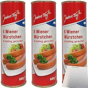 Jeden Tag Wiener Würstchen im Saitling geräuchert 3er Pack (18x50g ...
