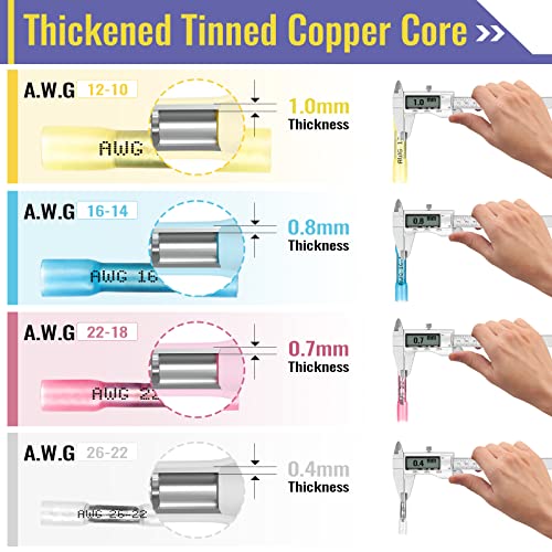 Snapklik.com : 800PCS Blue Heat Shrink Butt Connectors AWG16-14, Marine ...