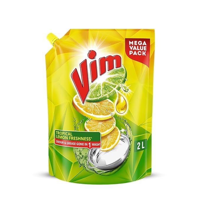 Vim Dishwash Liquid Gel Lemon Refill Pouch, 2 Ltr : Amazon.in: Health & Personal Care