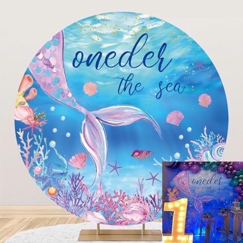 Amazon.com : Laeacco 6.5x6.5ft Oneder The Sea Mermaid 1st Birthday ...