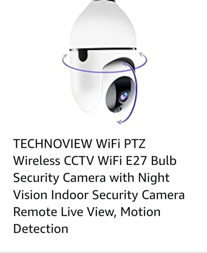Buy TECHNOVIEW WiFi PTZ Wireless CCTV WiFi E27 Bulb Security Camera ...