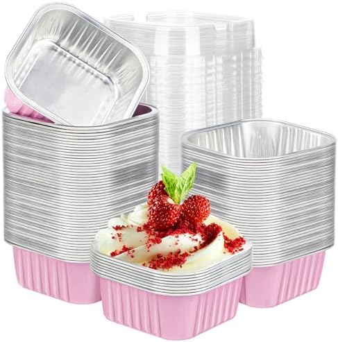 Amazon.com: EUSOAR Aluminum Foil Baking Cups with Lids, 5oz 100pcs ...