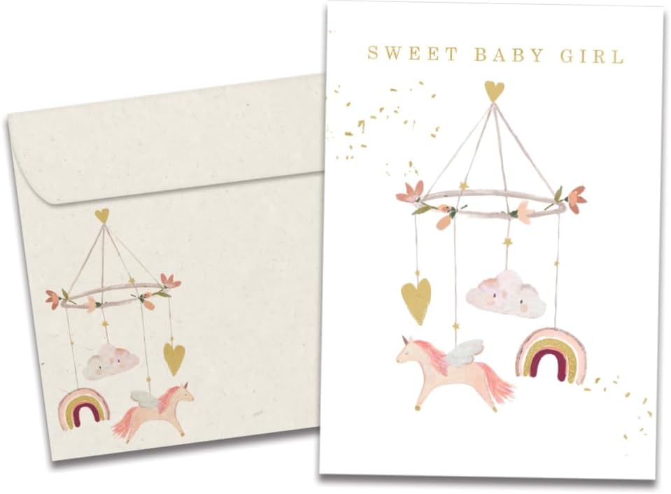 Amazon.com: NHBGift Baby Girl Card - New Baby Card - Cute Newborn Card ...