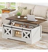 Amazon.com: YITAHOME Square Coffee Table with Storage, 2-Tier Farmhouse ...