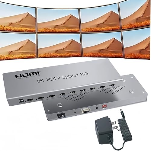 Amazon.com: SGRAPID HDMI Splitter 1×8 8K HDMI2.1 Splitter 1 in 8 Out ...