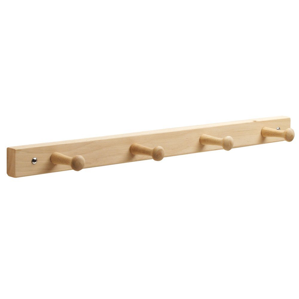 Amazon.com: iDesign Unfinished Natural Wood Wall Mount 4-Peg Storage ...