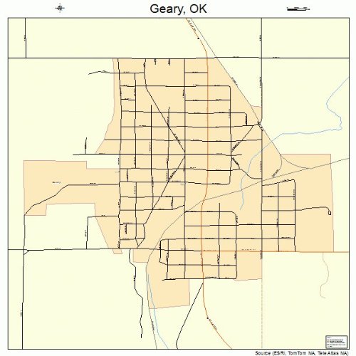 Amazon.com : Large Street & Road Map of Geary, Oklahoma OK - Printed ...