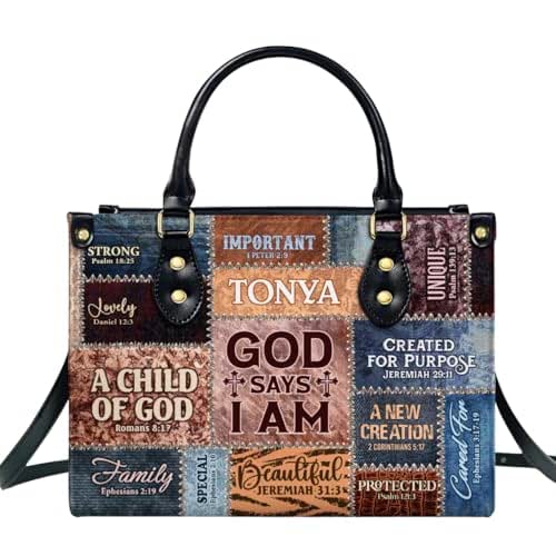 Amazon.com: God Says I Am - Personalized Leather Handbag, Leather Bible ...