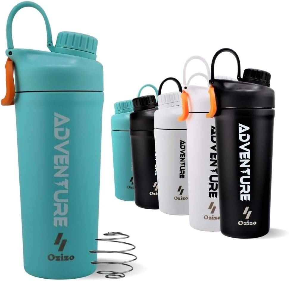 Amazon.com: Ozizo Shaker Bottle, Insulated Stainless Steel Protein ...