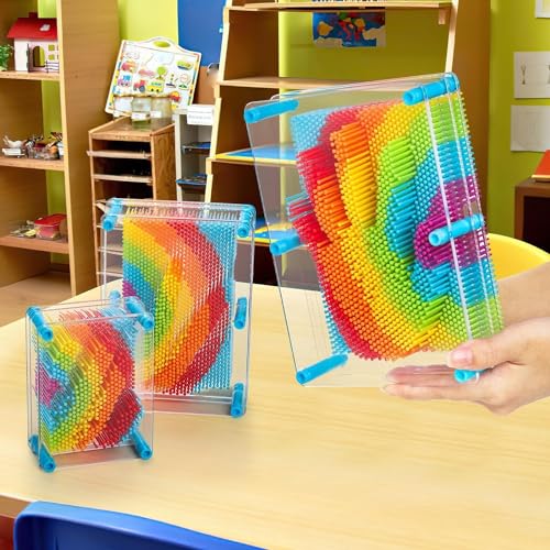 Snapklik.com : 3 Pack 3D Pin Art Toy, Rainbow Plastic Pin Art Board ...