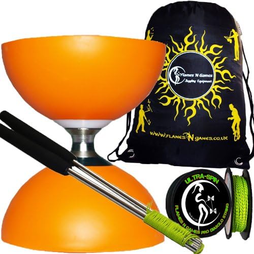CYCLONE Diabolo set (ORANGE) Triple Bearing + Diabolo Sticks + 10m ...