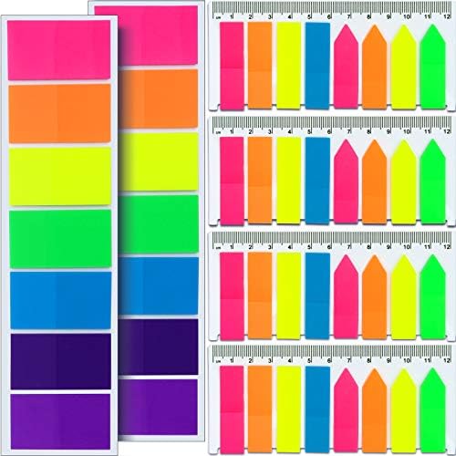 JANYUN 640 Pcs Sticky Notes Flags Index Tabs Colourful Neon Small Arrow ...