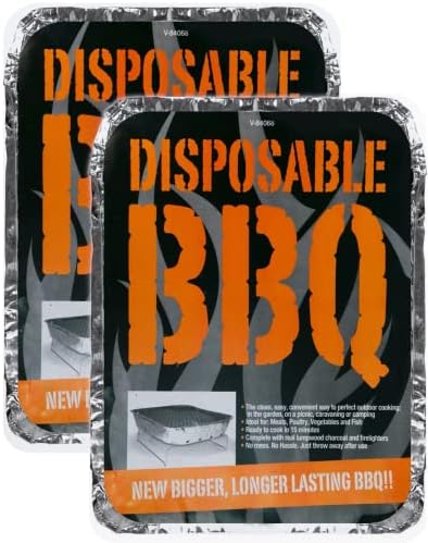 Disposable Charcoal BBQ Grill 30 x 25cm (Pack of 2) Ideal for Camping ...