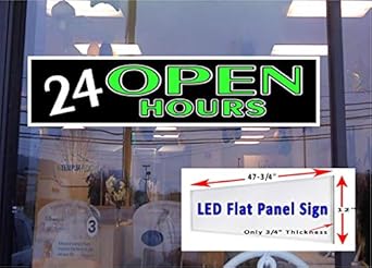 Amazon.com: Open 24 Hours Illuminated Led Window Sign 48"x12" : Office ...