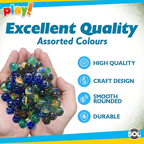 200pk Glass Marbles for Kids | Traditional Small Marbles Assorted | Bag ...