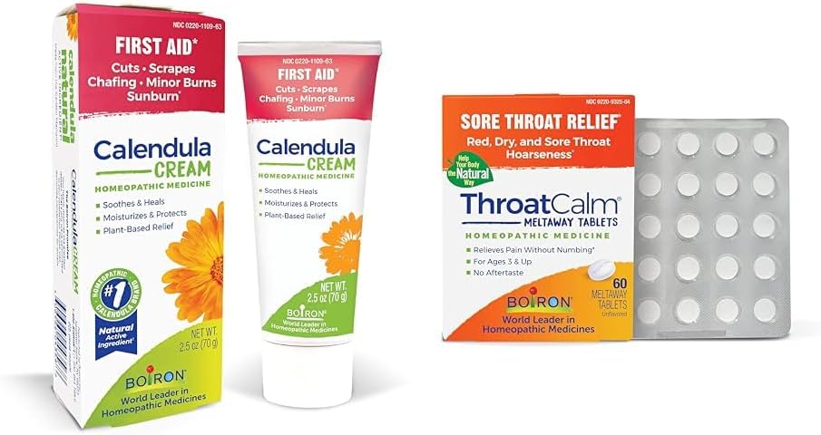 Amazon.com: Boiron Calendula Cream and ThroatCalm Tablets Bundle - 2.5 ...