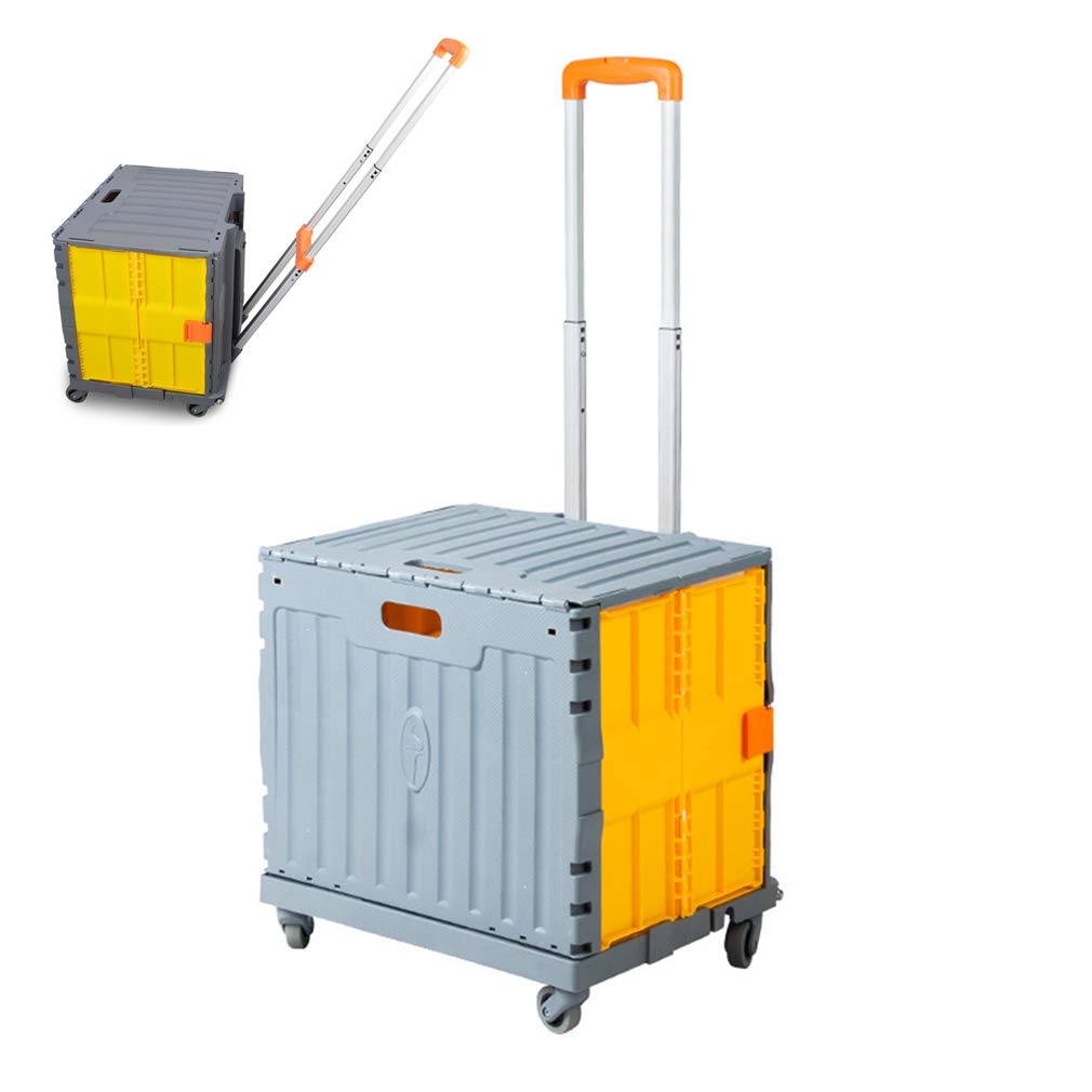 Buy TBDLG Foldable Utility Cart, Wheeled Rolling Crate with Telescoping ...