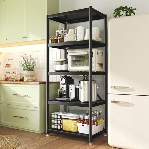 Amazon.com: REIBII Storage Shelves for Storage with Wheels 5-Tier Metal ...