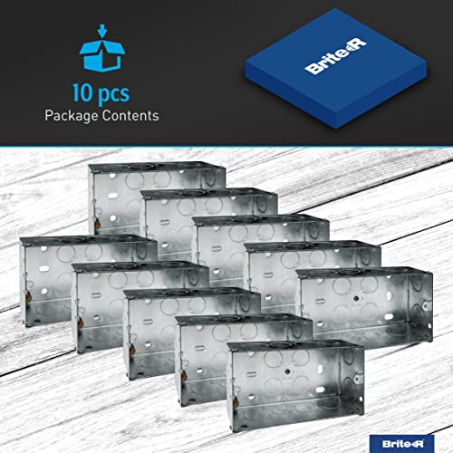 10x Pack 2 Gang Double 47mm Metal Back Box Electrical Socket Switch ...