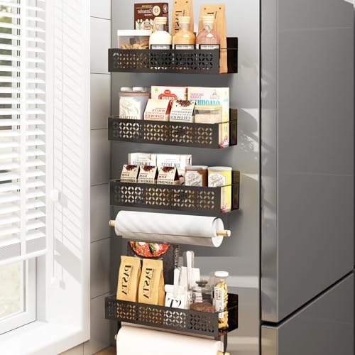 Asou Magnetic Spice Rack 4 Tier Refrigerator Magnetic Rack Fridge ...