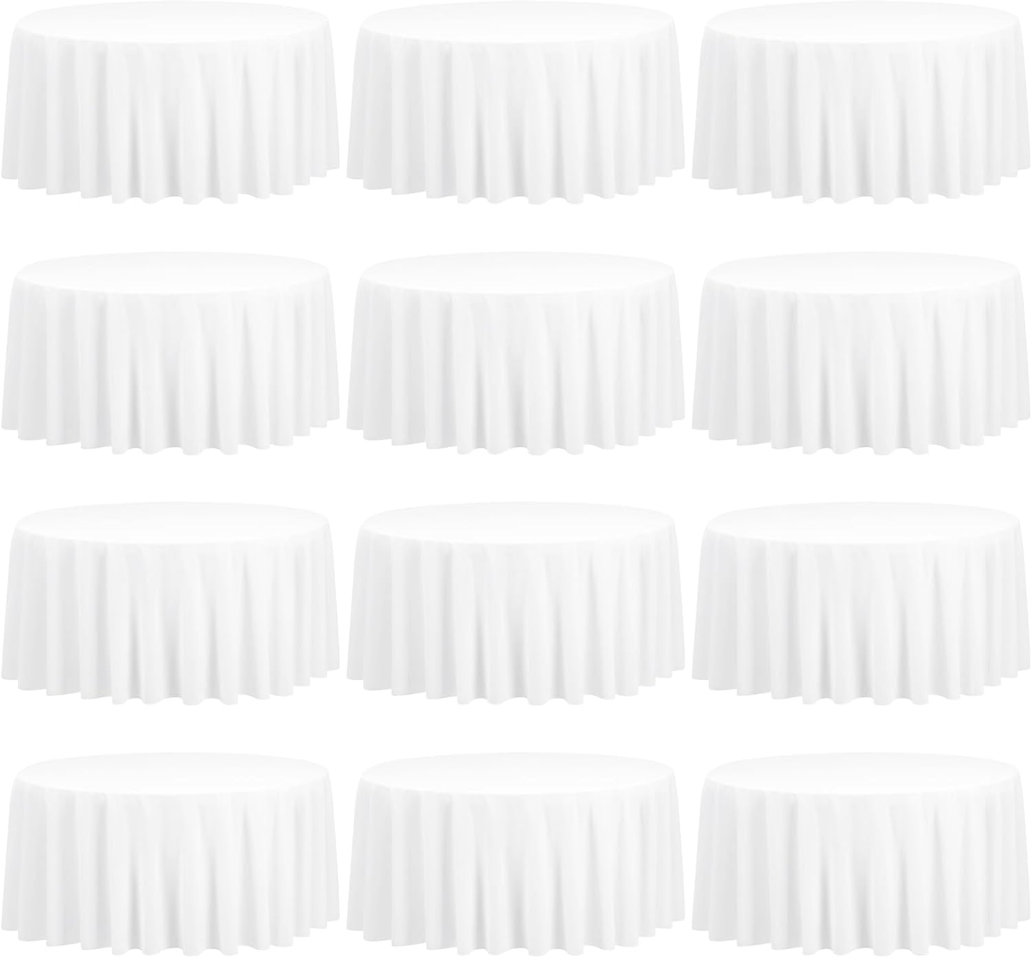 Fani 12 Pack 120 Inch Round White Polyester Tablecloth, Wrinkle & Stain ...