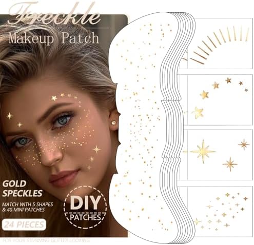 Amazon.com : 24 Pcs Face Stickers Temporary Tattoo Sticker Gold Face ...