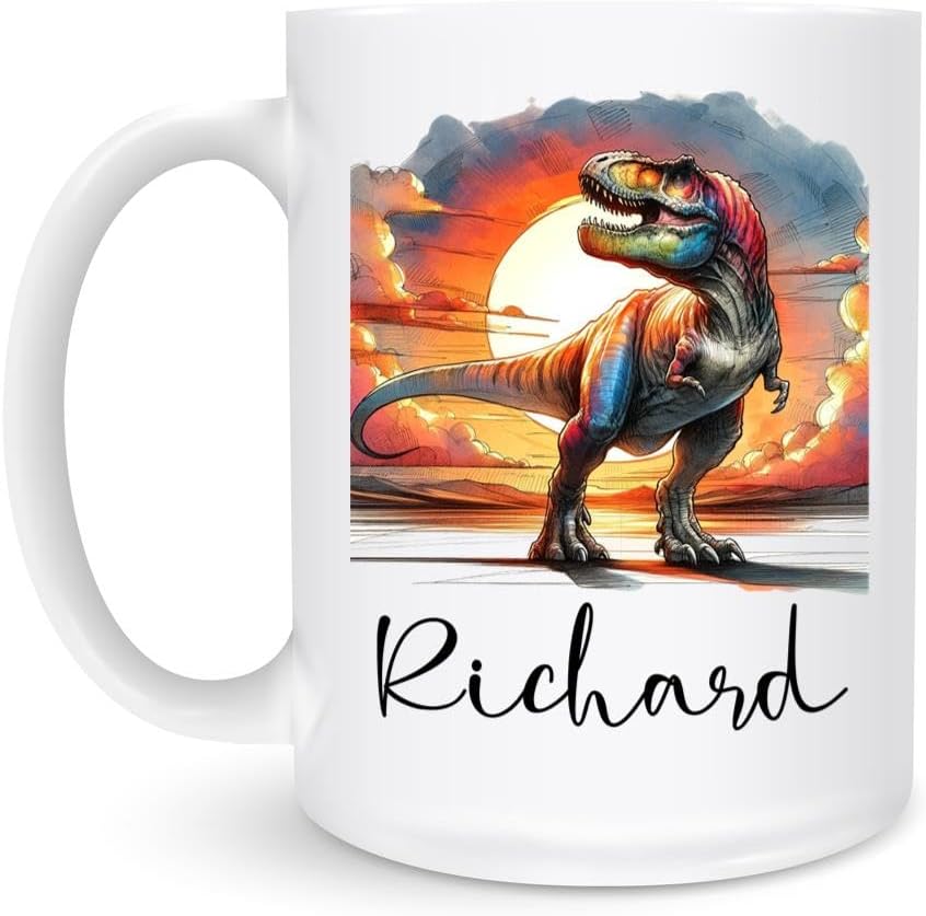 Amazon.com: T-Rex Dinosaur Sunset Coffee Mug, Prehistoric Creature ...