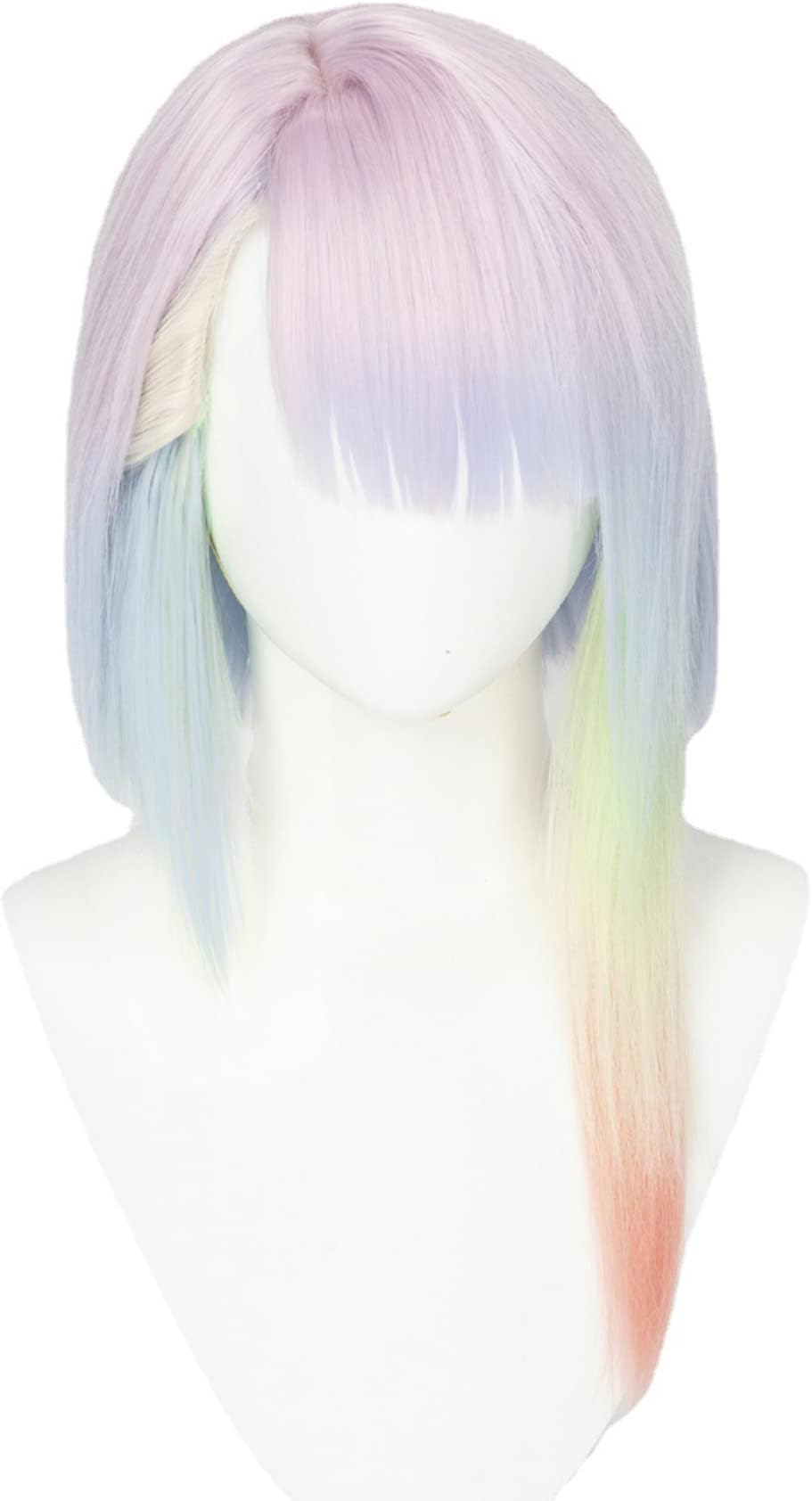 Amazon.com: Anime Lucy Cosplay Wig Long Colorful Hair Synthetic Fabric ...