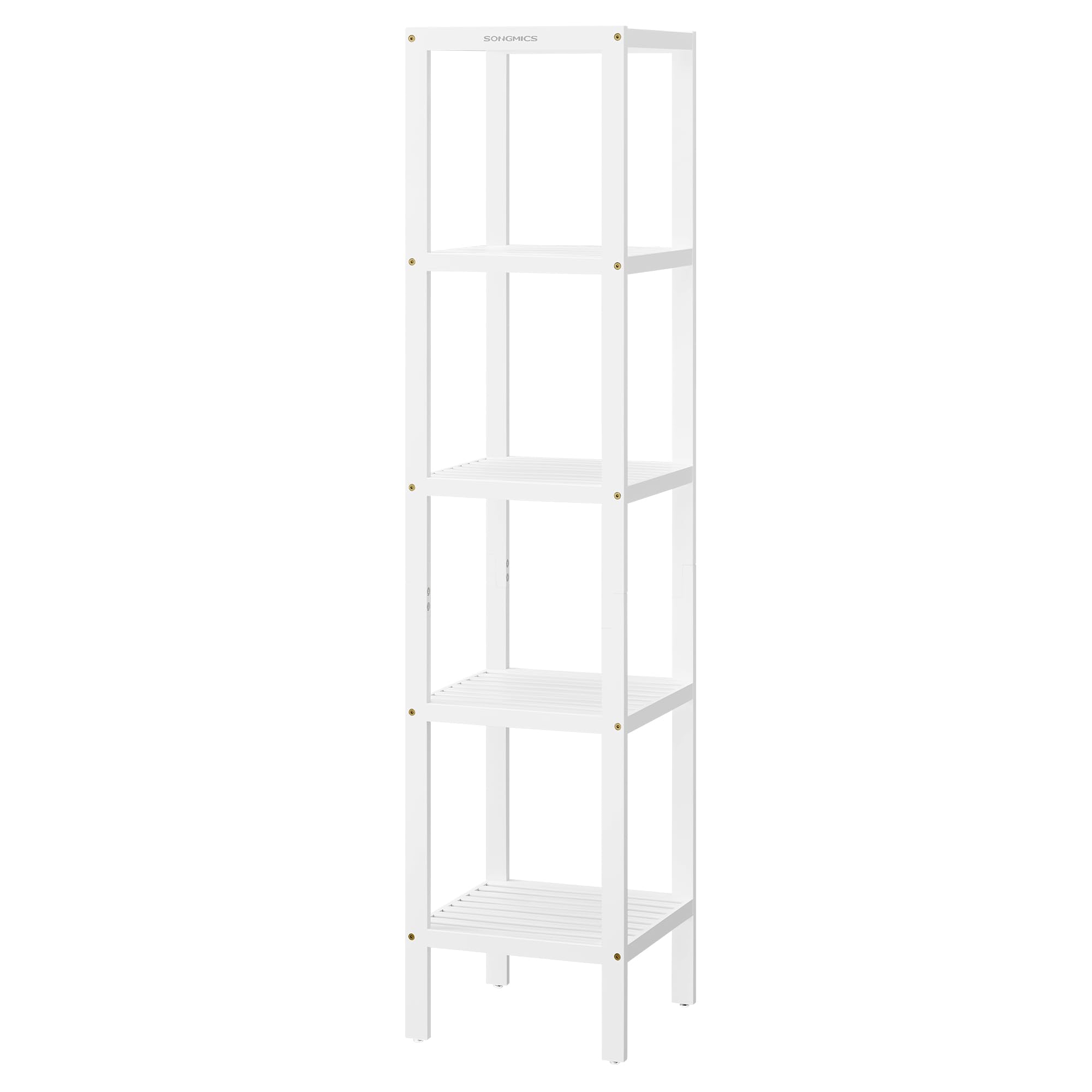 SONGMICS 5-Tier Bamboo Bathroom Shelf, Freestanding Narrow Shelf Unit ...